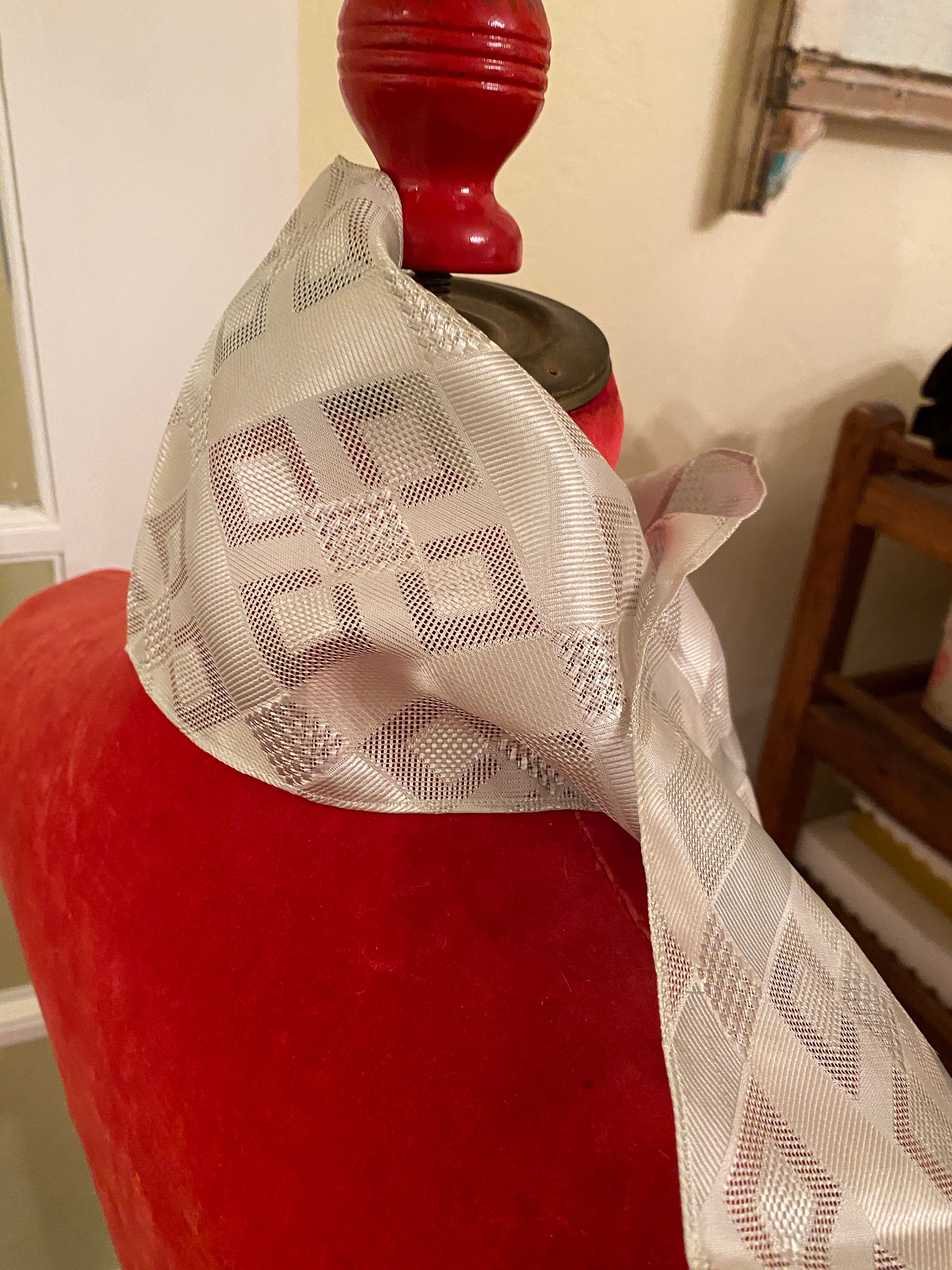 Lappet of fine lace and jacquard pale blue aqua silk late | Etsy