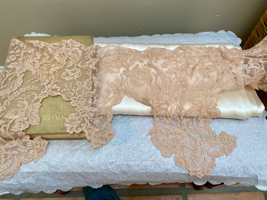 Antique French Embroidered Netting Lace Lovely Design - Etsy