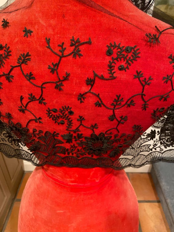 Antique black Tambour/Limerick lace hand done lace ca… - Gem