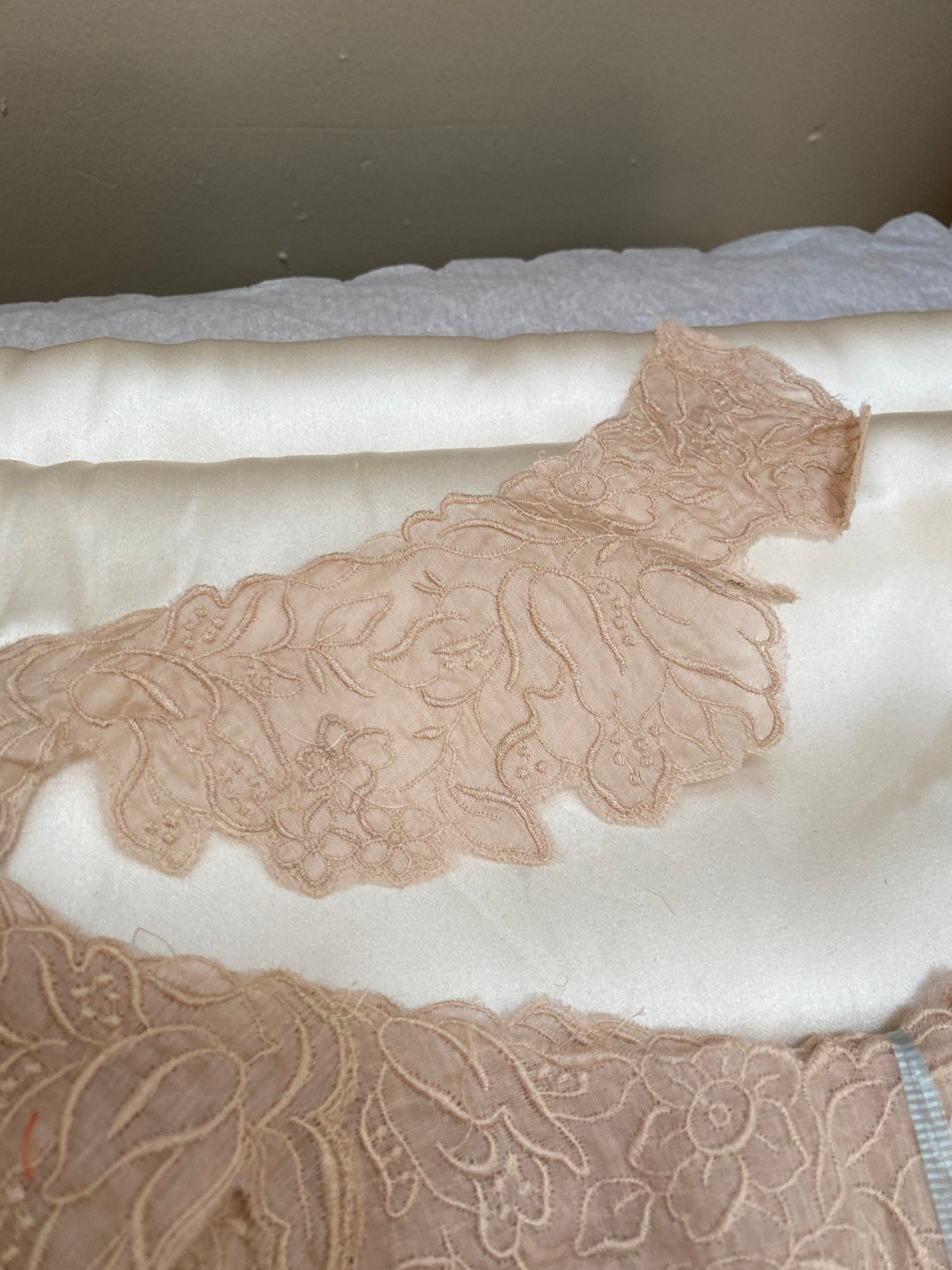 Antique French Embroidered Fine Cotton Lace Lovely Design - Etsy