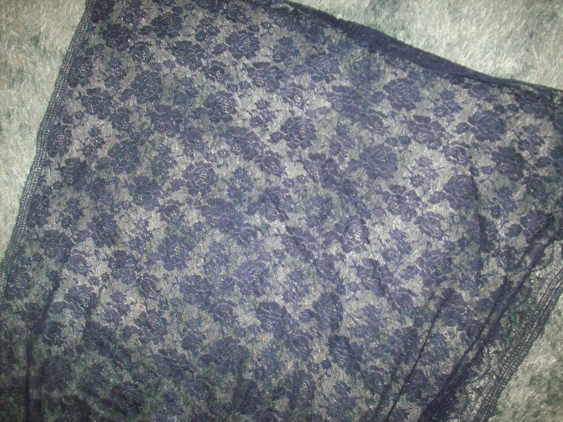 Vintage French Lace Beautiful Pattern of Roses Rich Navy - Etsy