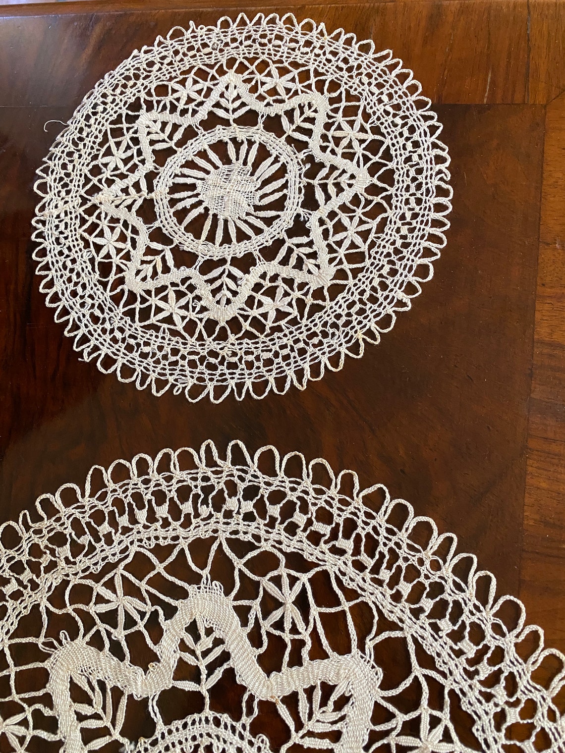 Antique Fine hand done lace round doily small or large | Etsy