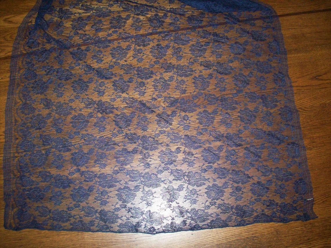 Vintage French Lace Beautiful Pattern of Roses Rich Navy - Etsy