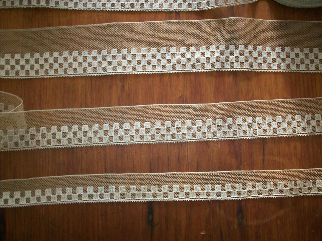 Antique Very Fine Silk Lace Beautiful Deco Pattern Two Toned Ivory/cafe ...