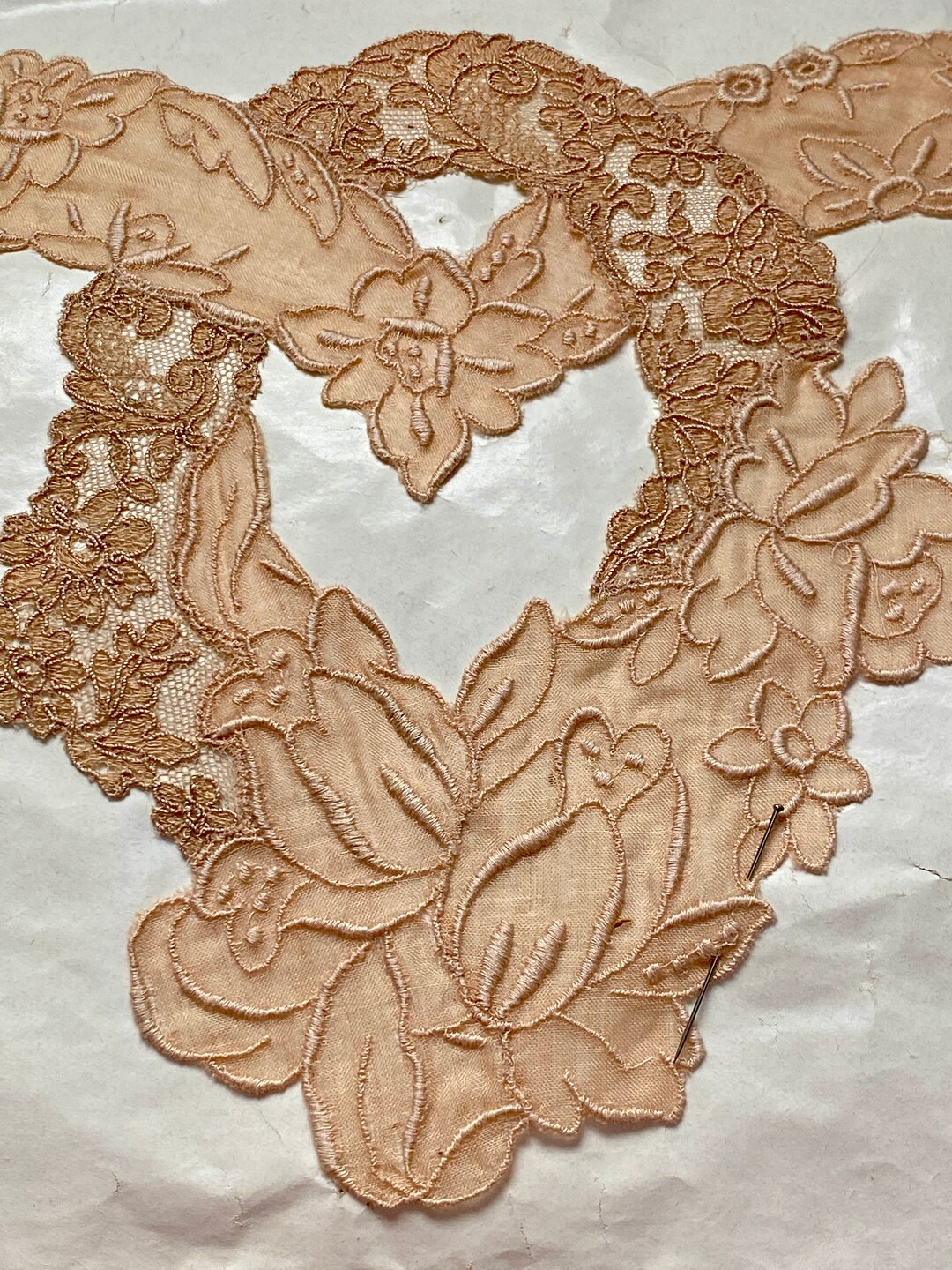 Antique French Embroidered Netting Cotton Lace Lovely Design - Etsy