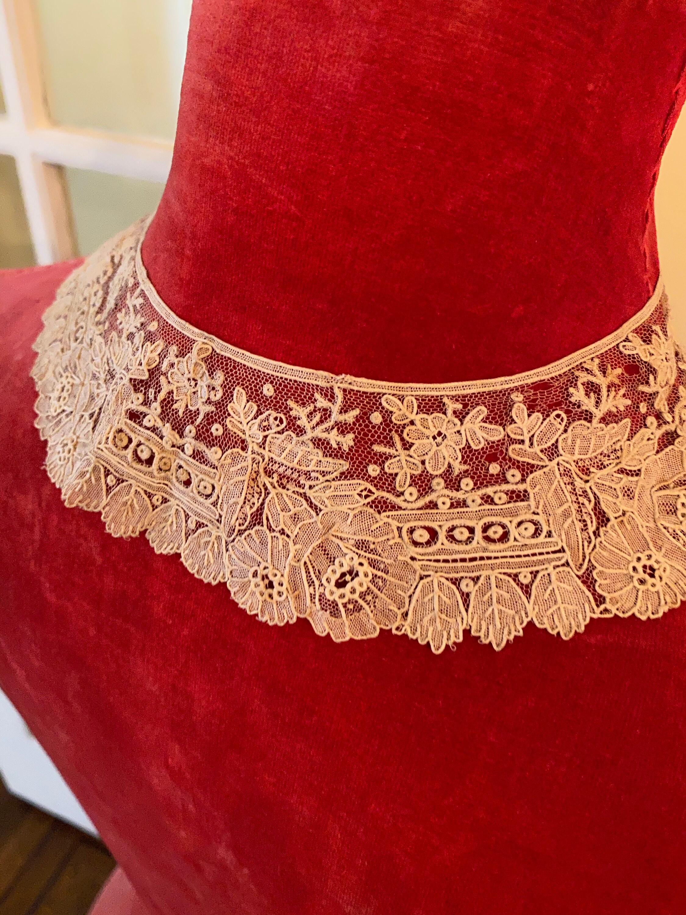 Antique lace hand done 19th century ivory Point de Gaze lace | Etsy