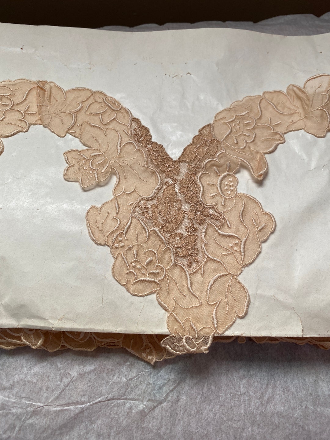 Antique French Embroidered Netting Lace Lovely Design - Etsy