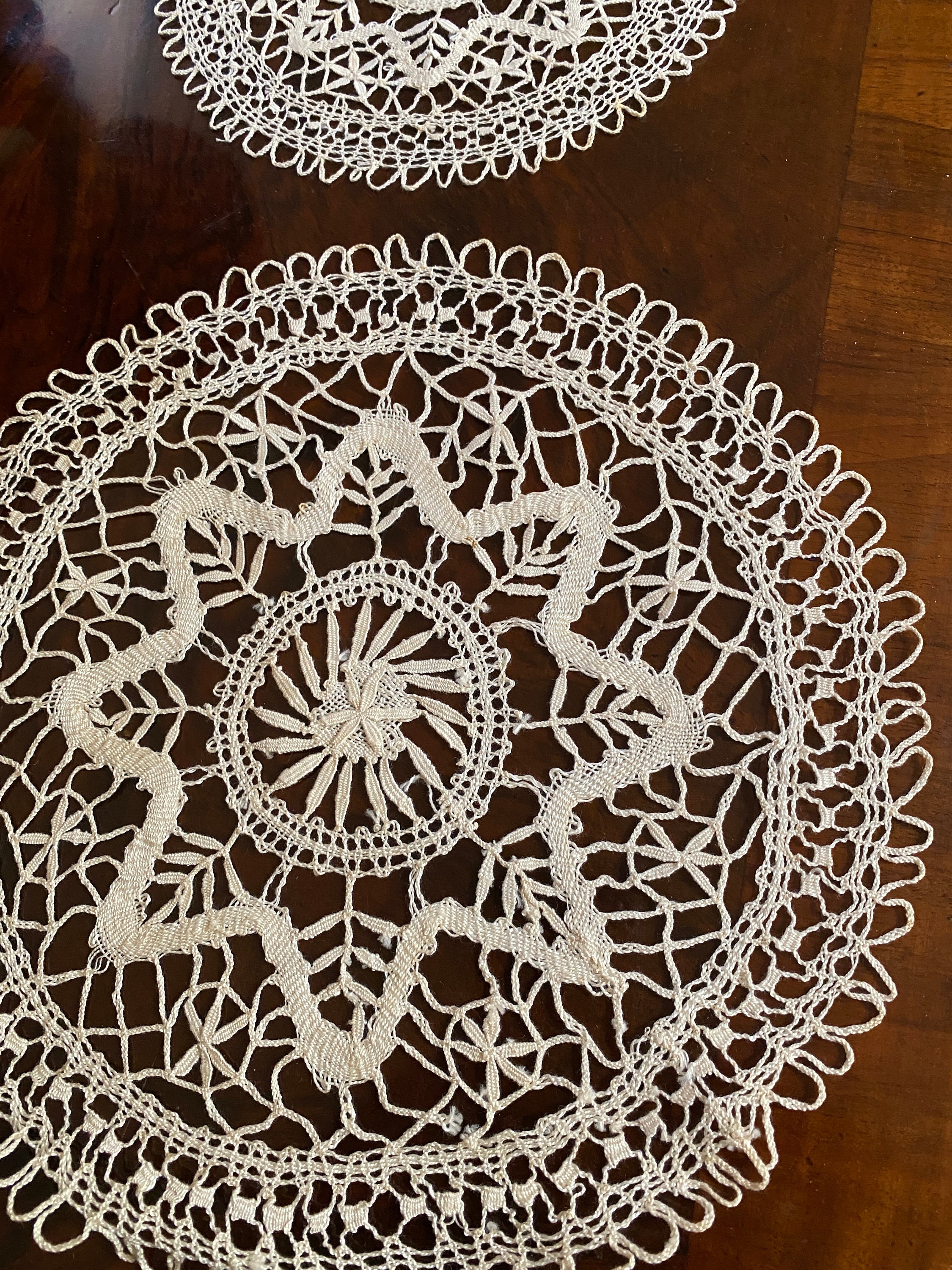 Antique Fine hand done lace round doily small or large | Etsy