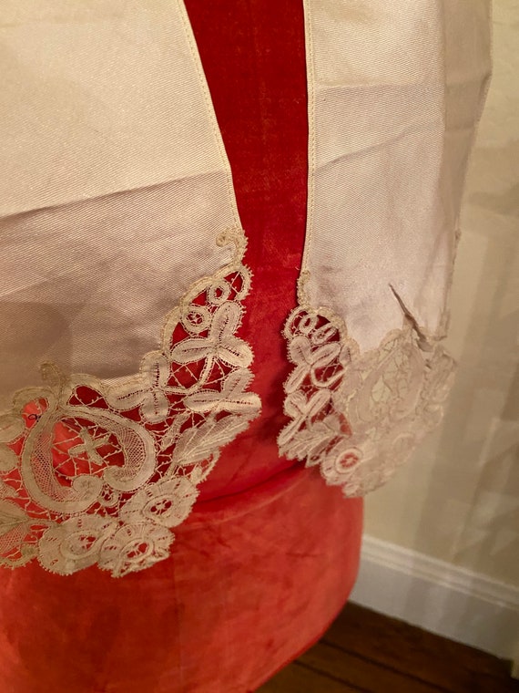 Lappet of fine lace and silk late 1800s heirloom hand done | Etsy