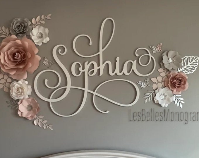 Baby Sophia Nursery Name Cutout Custom Wood Wall Name Sign Wall Hanging ...