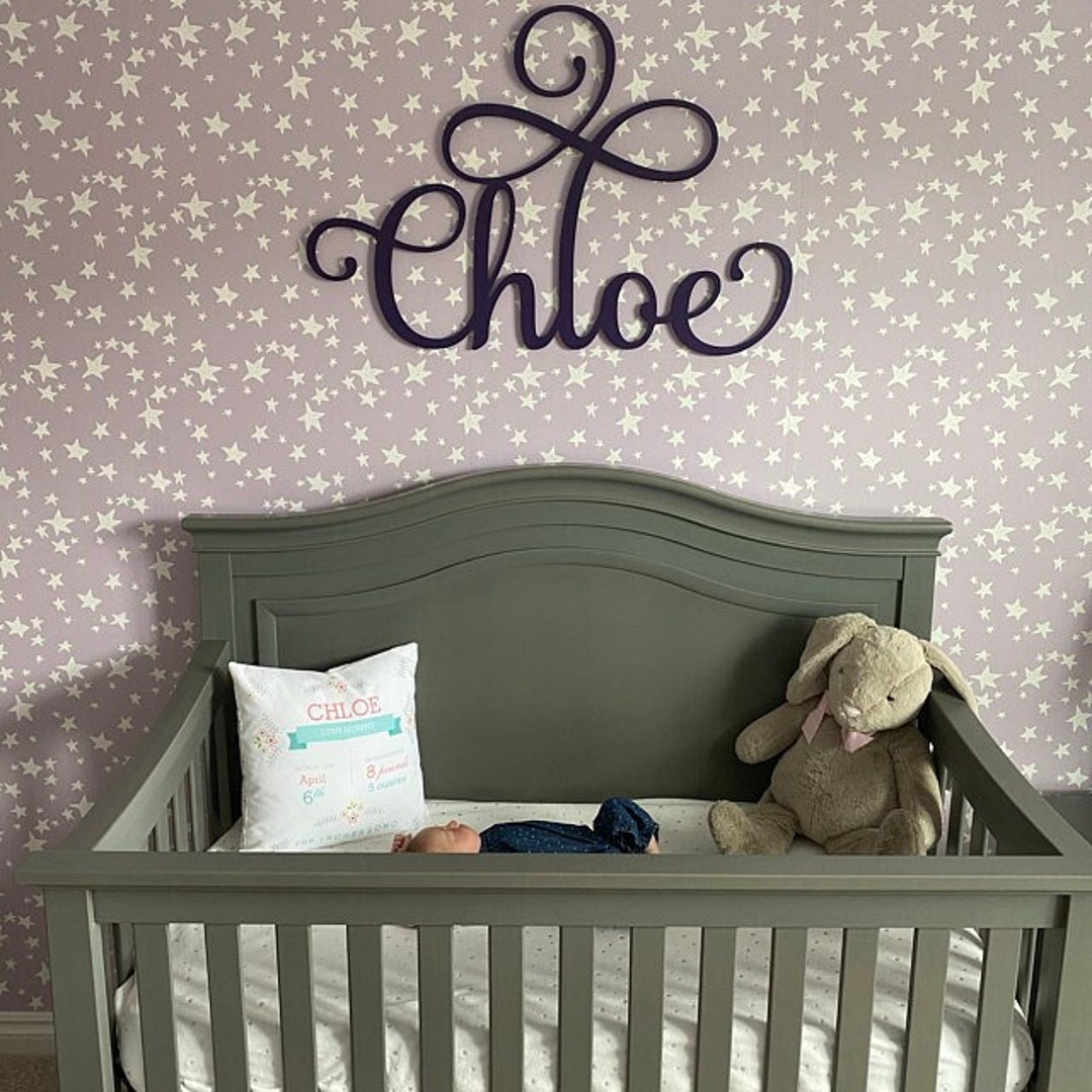 Girls Custom Nursery Decor Wood Name Sign Cutout - Chloe Name Wall Art ...