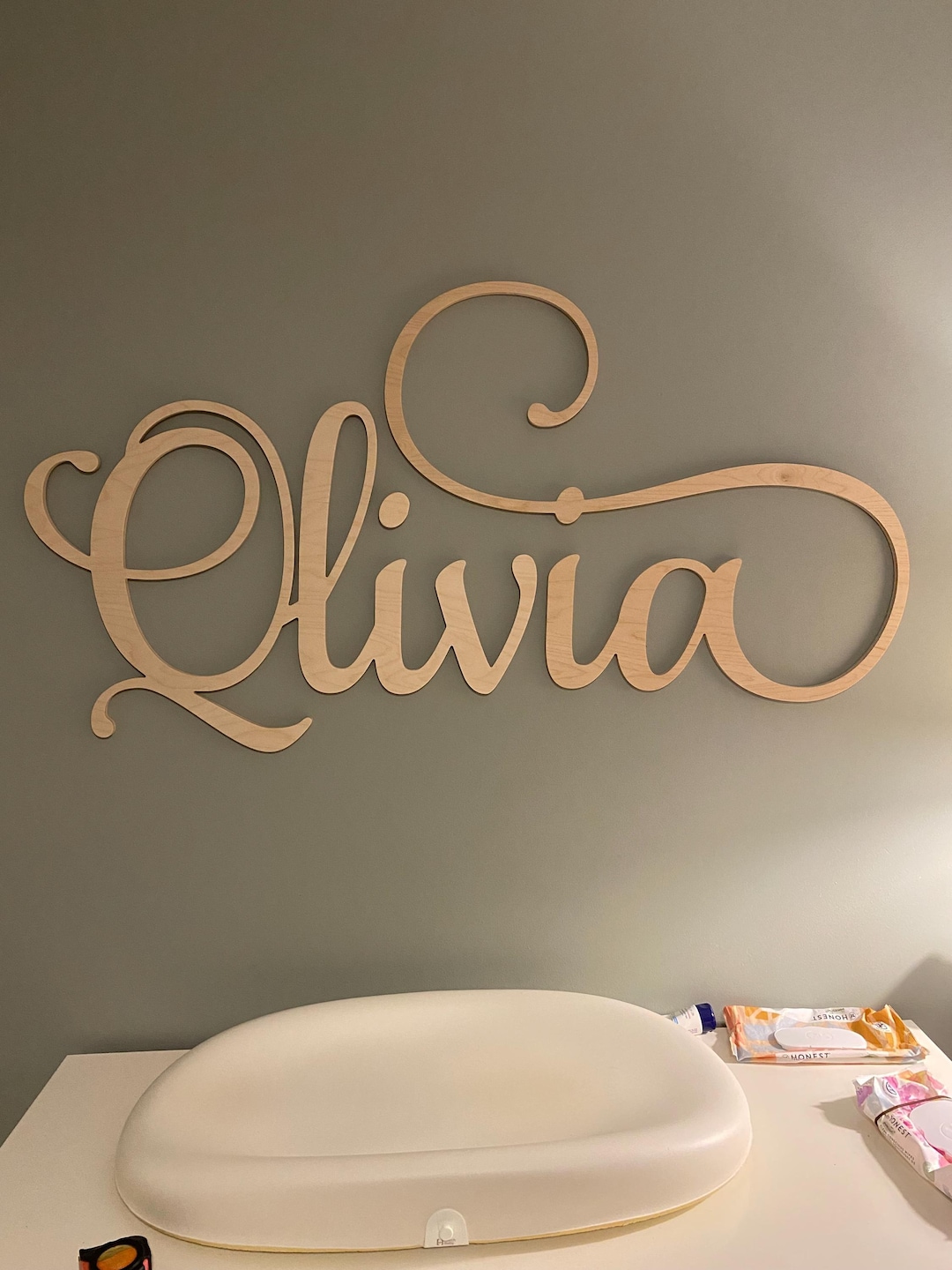 Large Olivia Name Girls Nursery Wall Sign, Custom Baby Room Name Sign ...