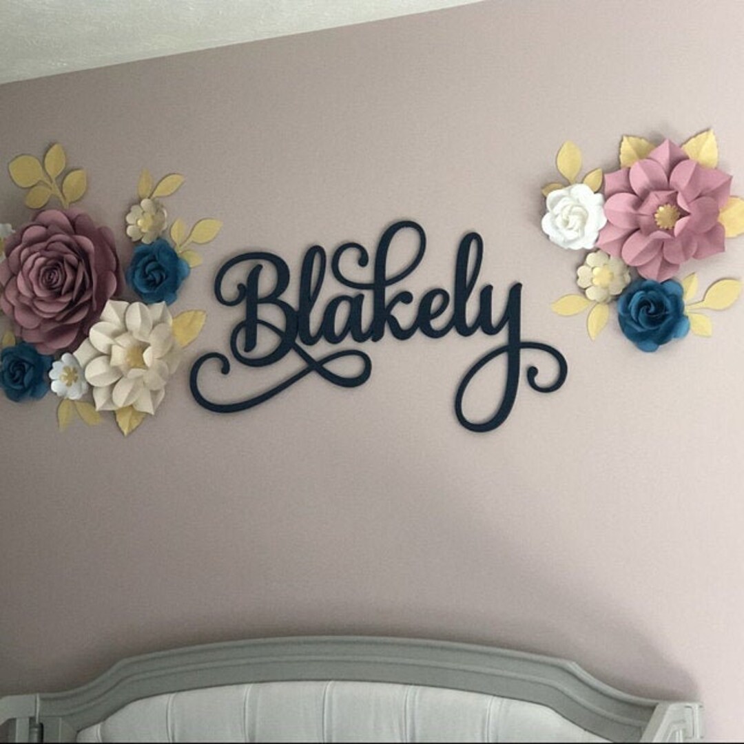 Girls Nursery Wood Name Sign Blakely, Custom Baby Name Sign, Baby Name ...
