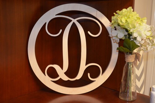 Front Door Wooden Monogram Initials - Wedding Gold Initials Wreath Sign ...