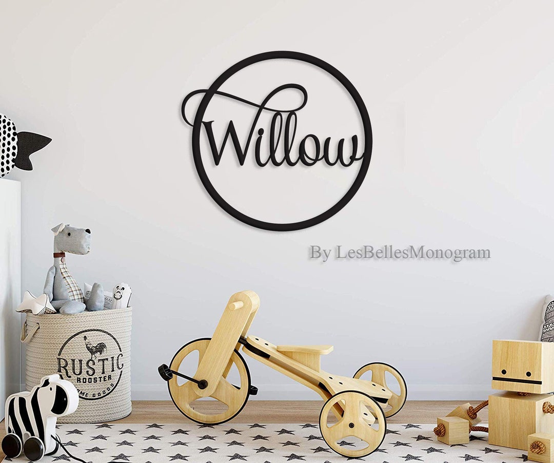 Custom Round Wood Name - Circle Cutout for Kids Room -baby Names ...