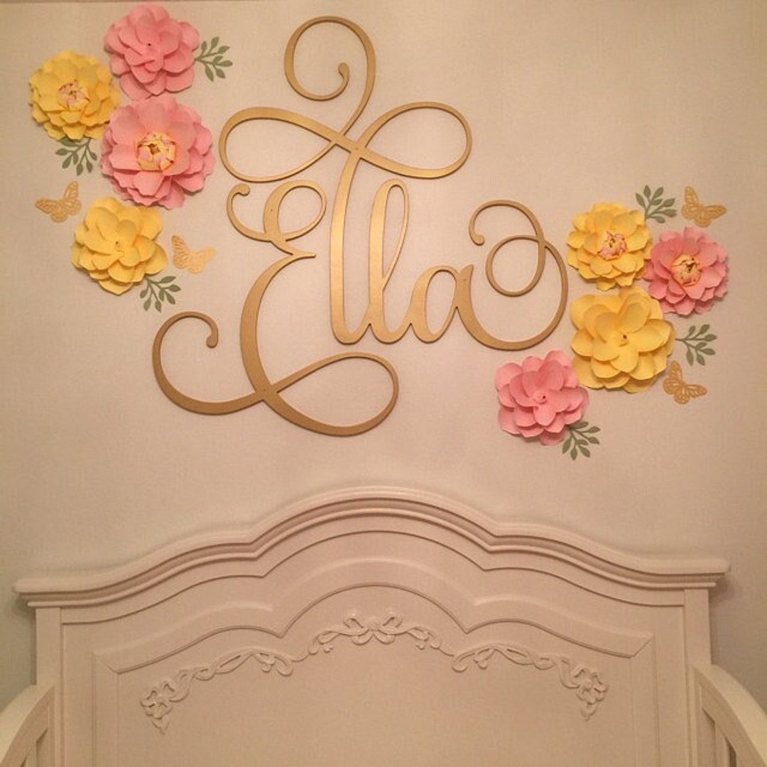 Wooden Name Ella Gold Sign Wall Hanging Letters for Nursery or Bedroom ...