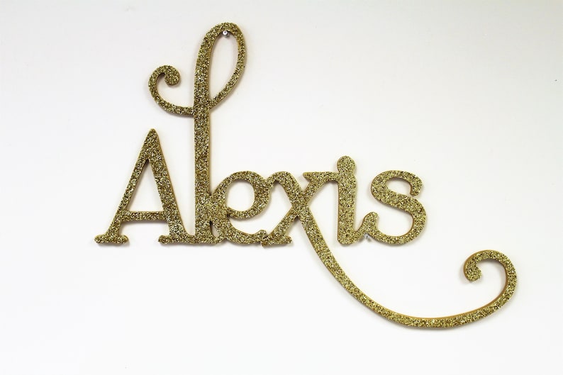 Gold Nursery Name Cutout - Custom Wood Wall Name Sign Wall Hanging ...