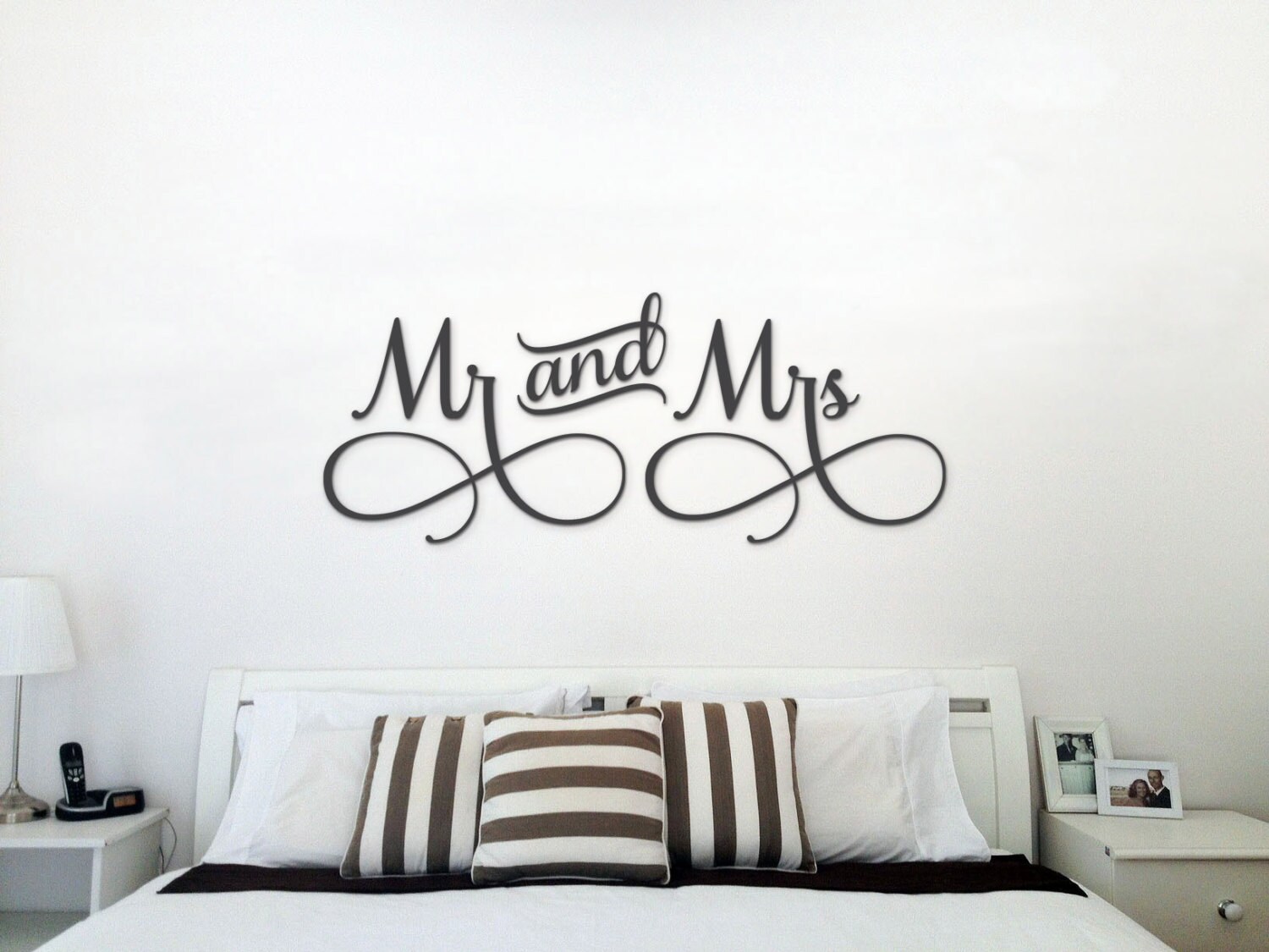Mr & Mrs Wall Sign Above Bed Decor - Mr and Mrs Sign for Over Headboard ...