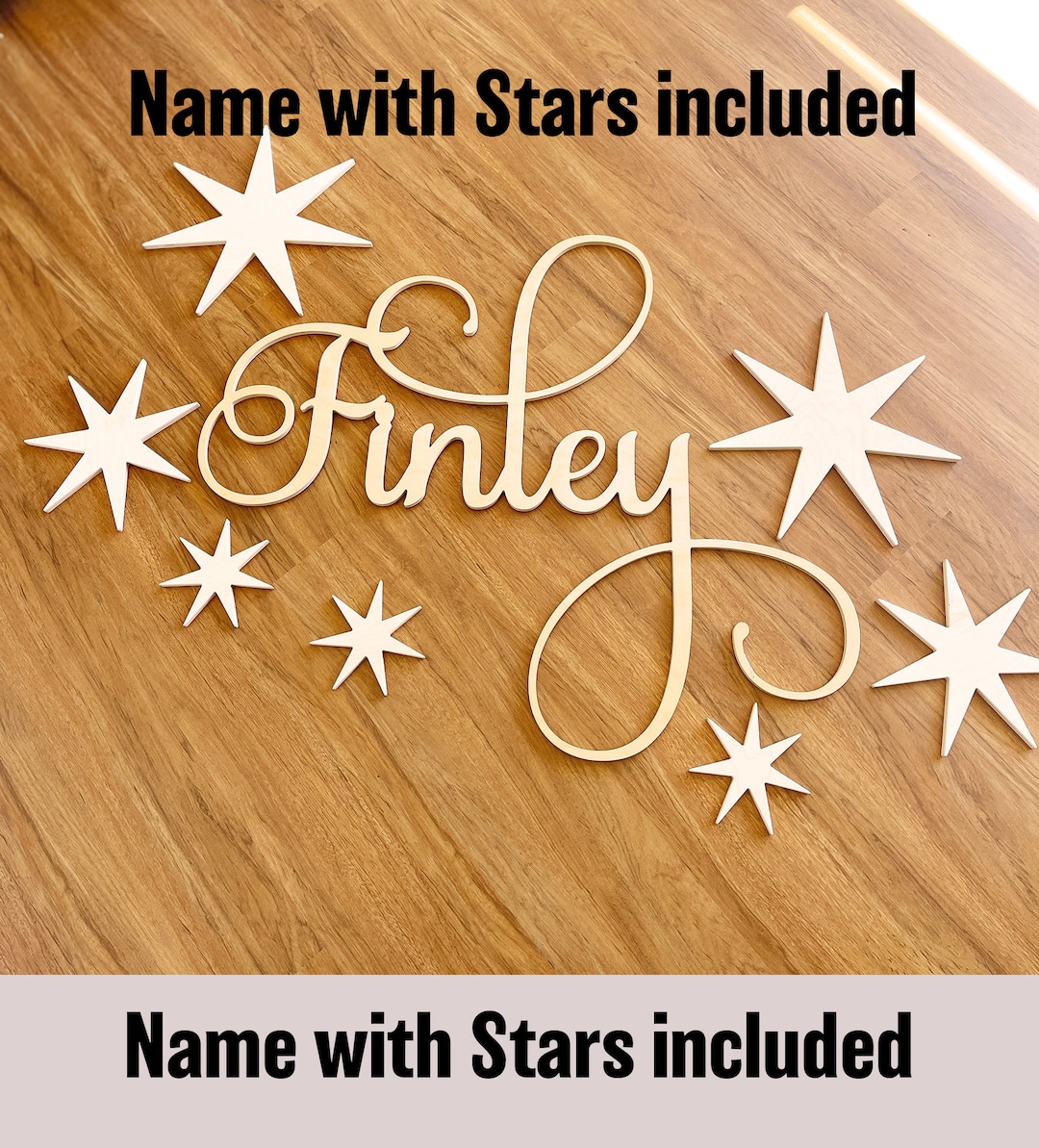 Finley Nursery Name Sign With Stars Bundle Decor - Large Wood Name Sign ...
