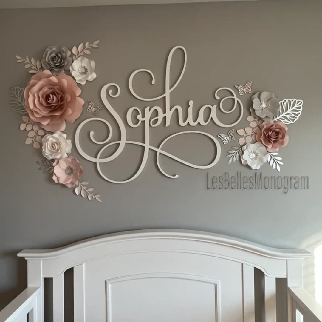 Baby Sophia Nursery Name Cutout Custom Wood Wall Name Sign Wall Hanging ...