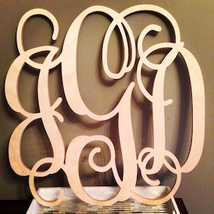 Large Wooden Monogram Letters - Unfinished Vine Script Monogram - Wood ...