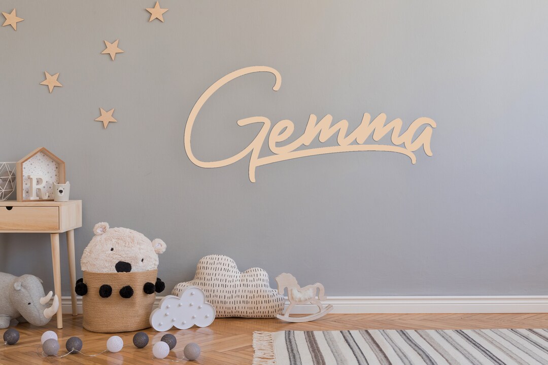 Gemma Name Custom Wood Sign Cutout With STARS, Baby Name Sign, Above ...