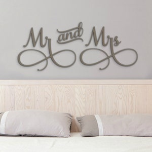 Mr & Mrs Wall Sign Above Bed Decor - Mr and Mrs Sign for Over Headboard ...