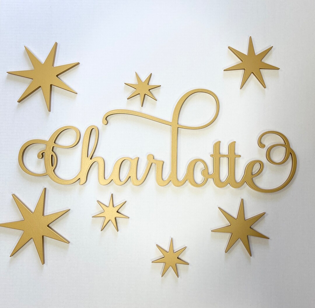 Nursery Name Sign for Baby Room Wall Decor - Gold Baby Name Sign ...