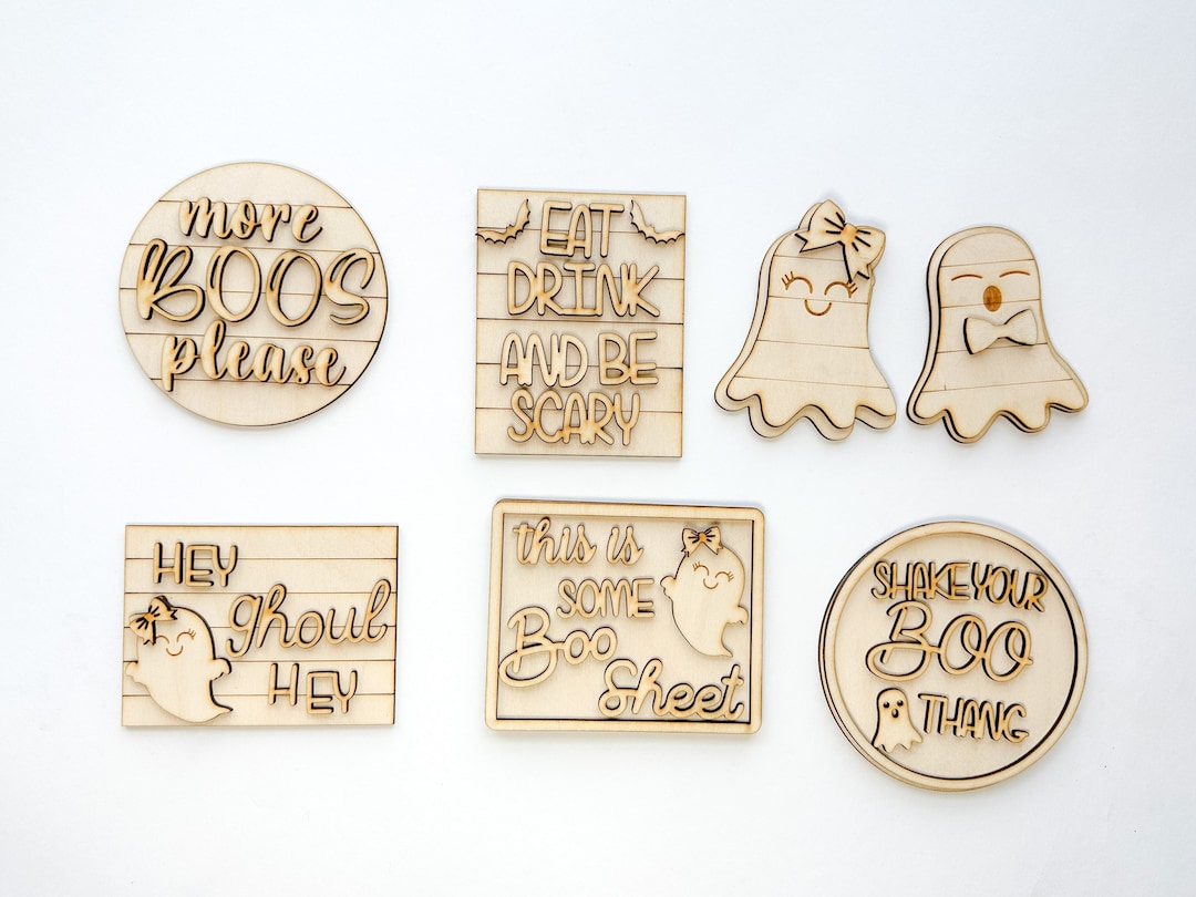 Halloween Ghost Tiered Tray DIY Kit | Unfinished Paint Your Own - Etsy