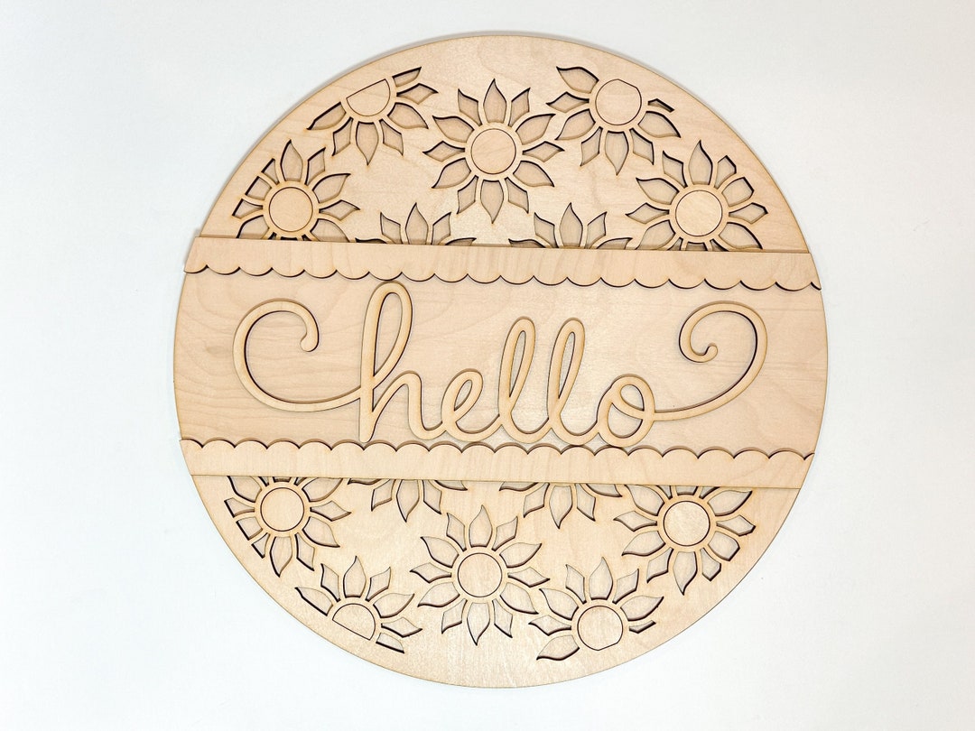 Hello Sunflower Door Hanger DIY Kit | Unfinished | Paint Your Own - Etsy