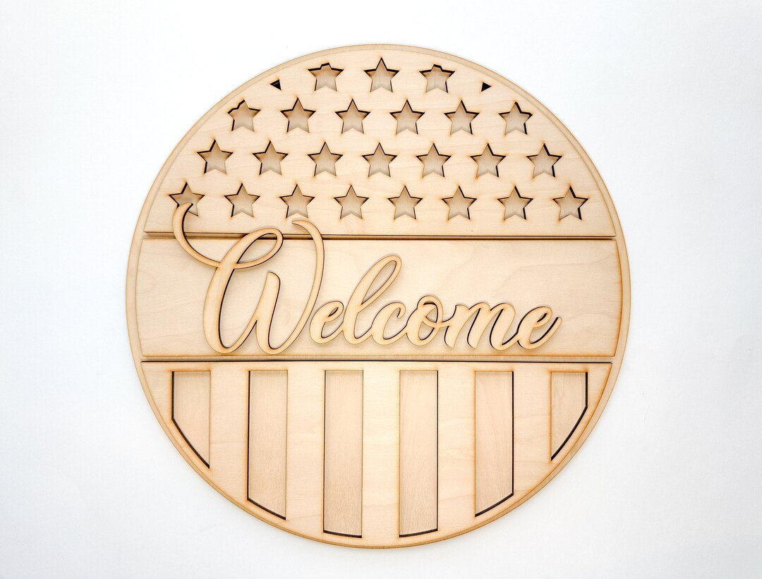Welcome Stars and Stripes Door Hanger DIY Kit | Unfinished | Paint Your ...