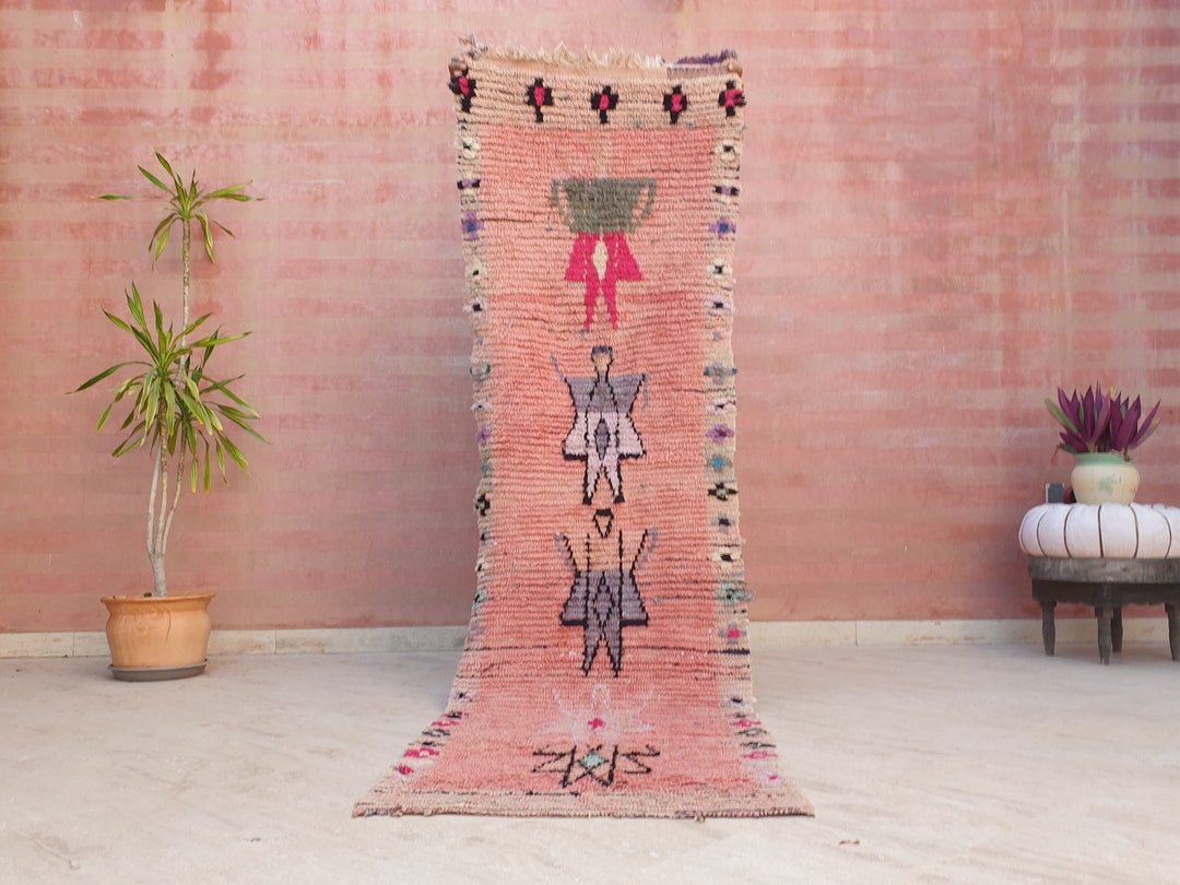 50% OFF CLOSING SALE Vintage Moroccan Runner Rug 2.5x8.7 Stunning Pink ...