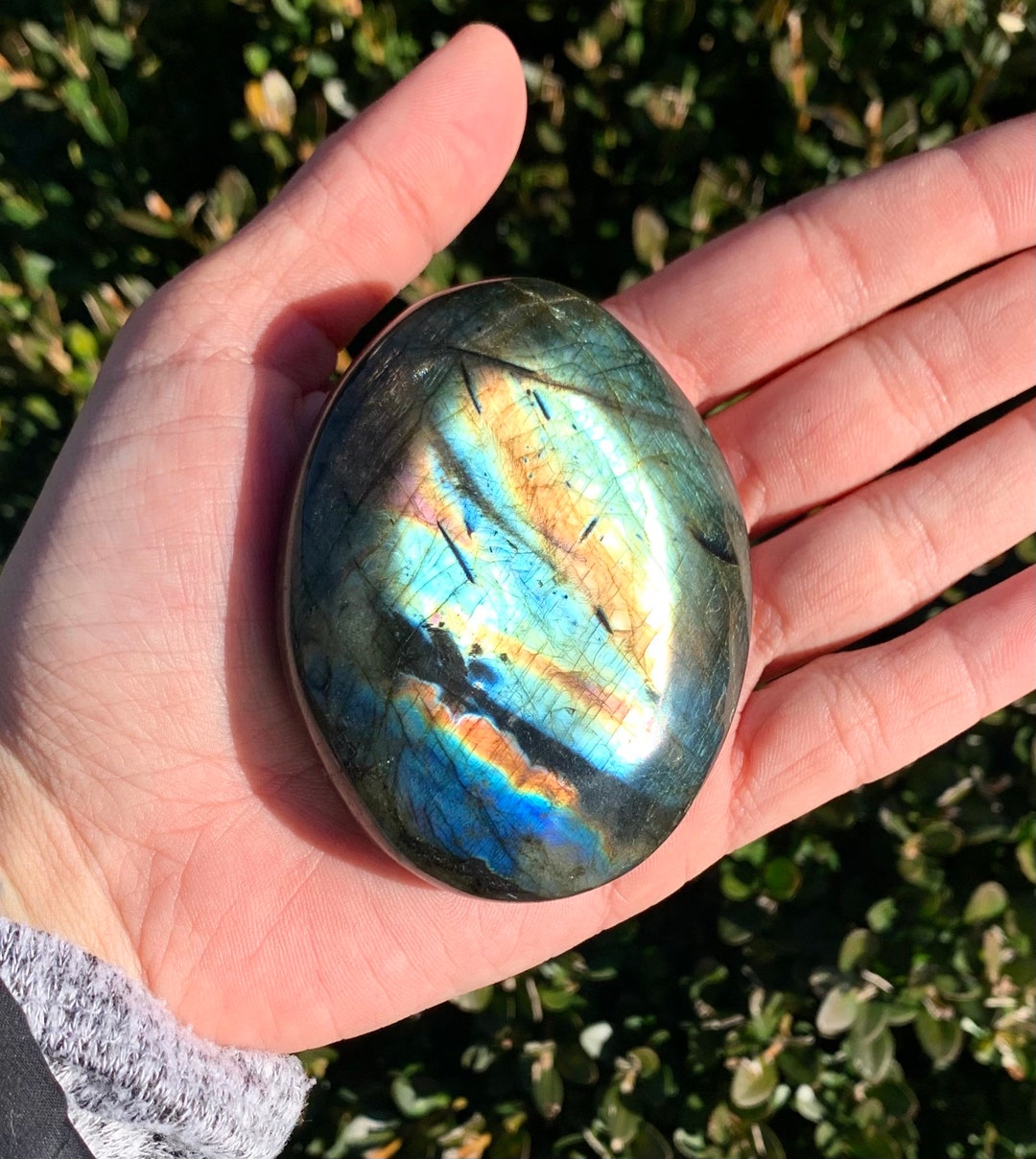 Labradorite Palm Stone Extra Large Flash Visible in Light - Etsy