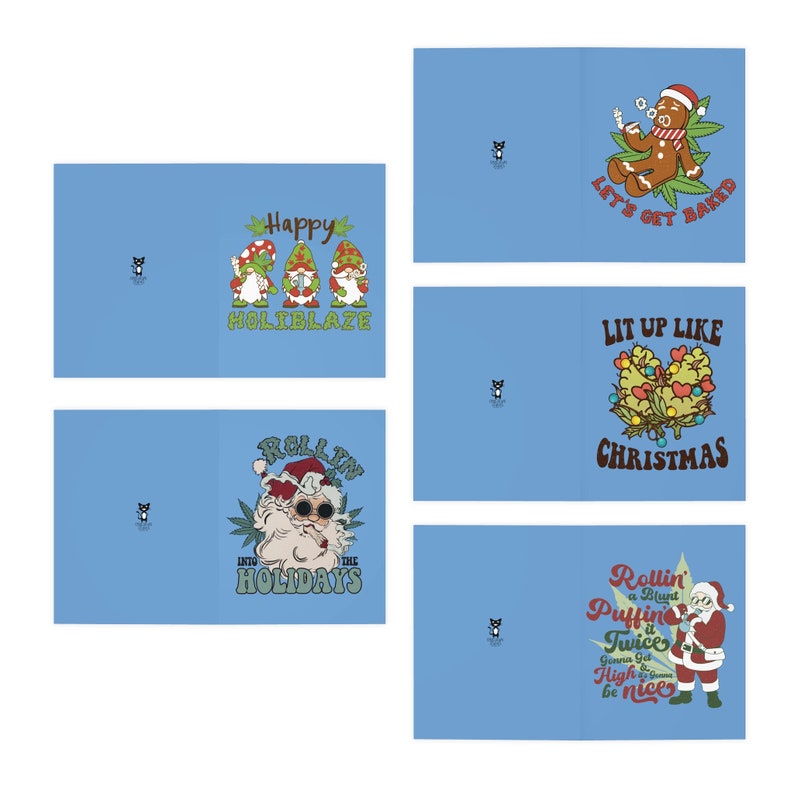 Weed Themed Greeting Cards (5-pack), Funny Marijuana Xmas Cards - Etsy