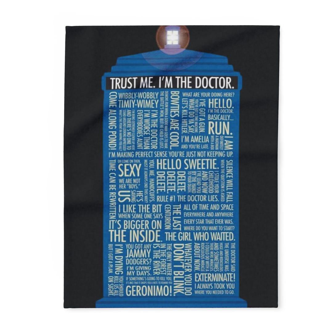 Doctor Who-inspired Arctic Fleece Blanket 2 Sizes, Doctor Who Phrases ...