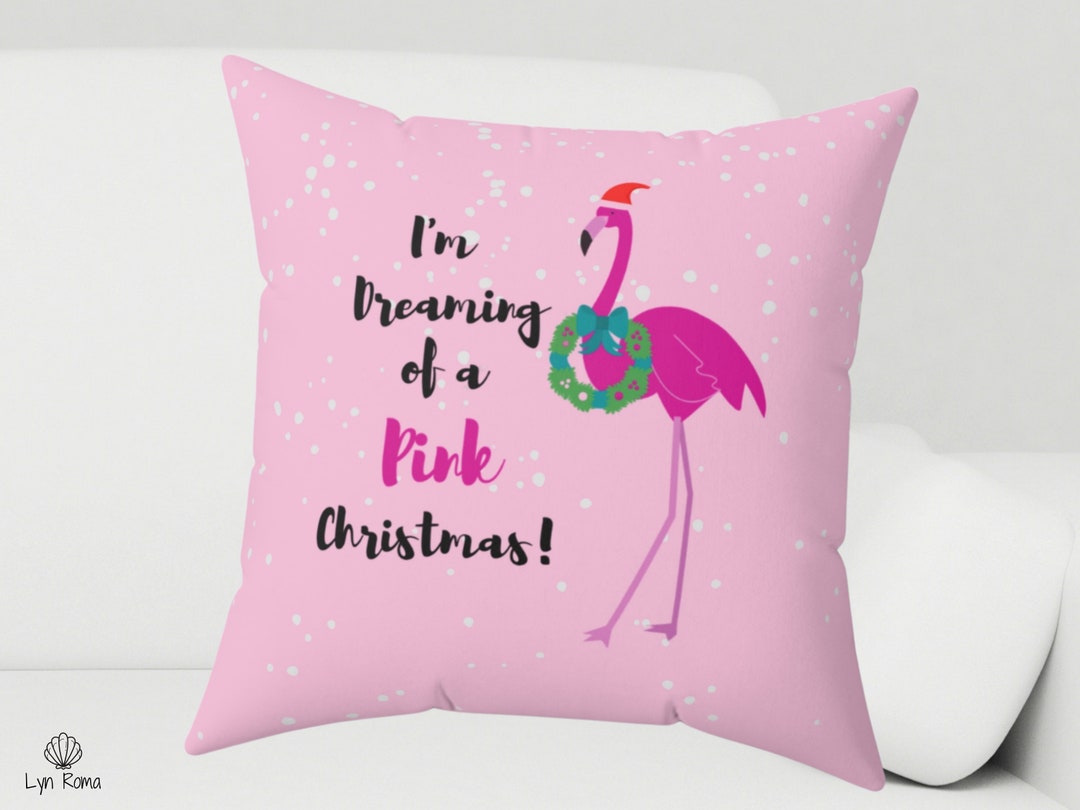 Pink Flamingo Christmas Pillow and Cover. Coastal Decor, Custom Gift ...