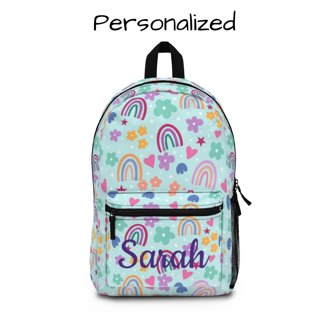 Rainbows in Pink Purple Blue and Green. Personalized Backpack - Etsy