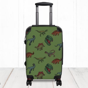 Green Dinosaur Suitcase. T-rex Personalized Custom Luggage 3 Sizes ...