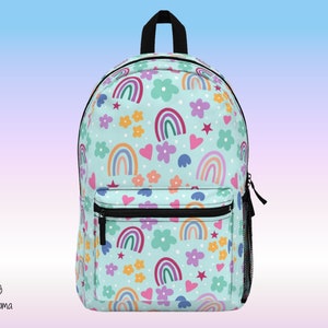 Rainbows in Pink, Purple Blue and Green. Personalized Backpack 18" X 13 ...