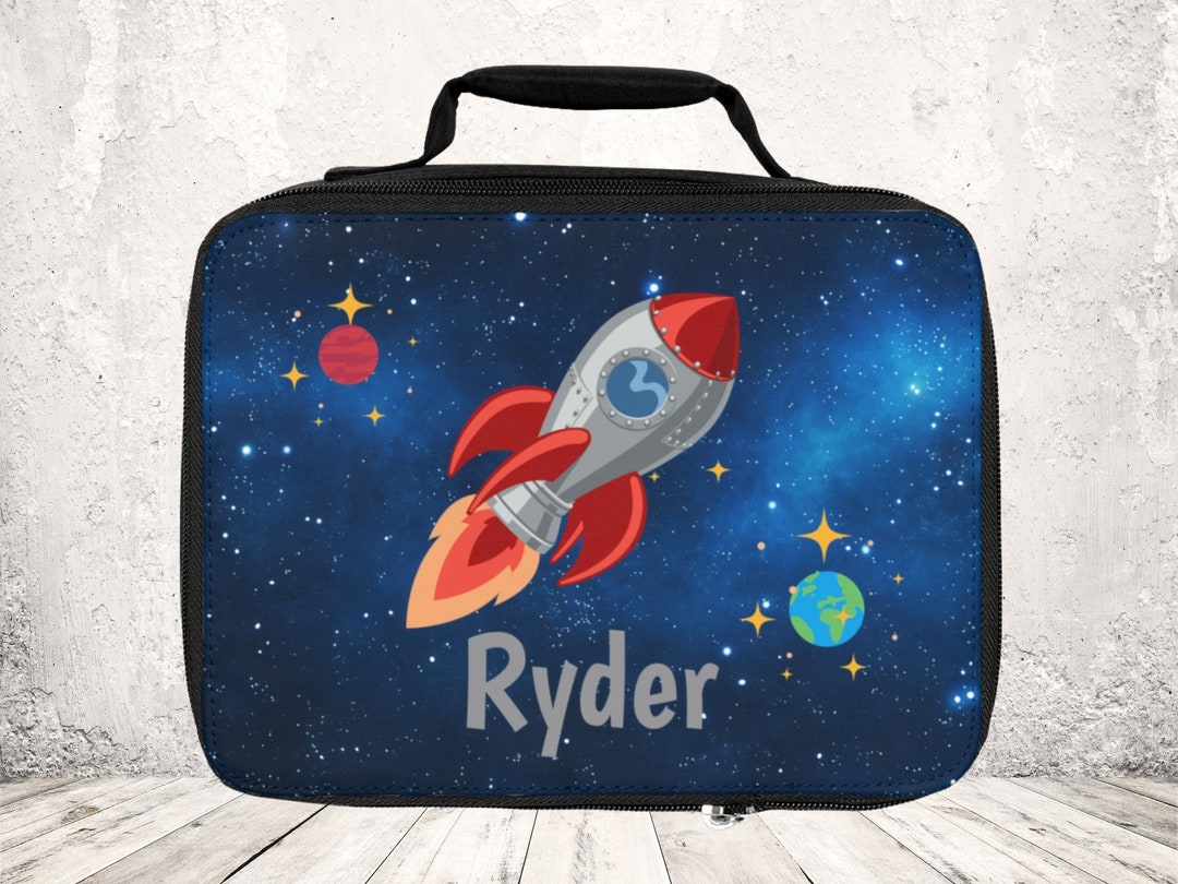 Spaceship Lunch Box. Red Rocketship Bag. Personalized Lunch Box. 10" X ...