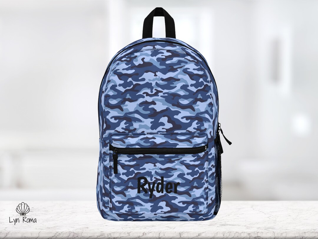 Blue Camouflage Backpack. Can Be Personalized Backpack 18" X 13" X 5 ...