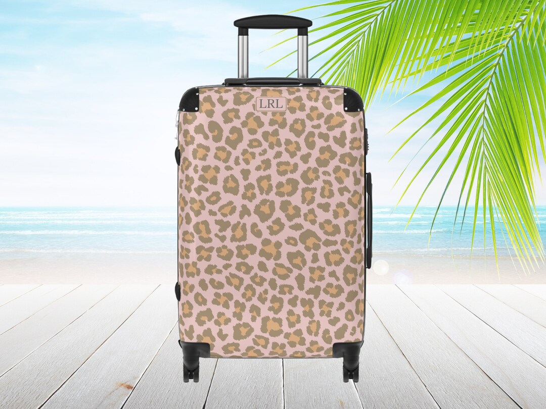 Rose Leopard Suitcase. Personalized Custom Luggage in 3 Sizes. Monogram ...