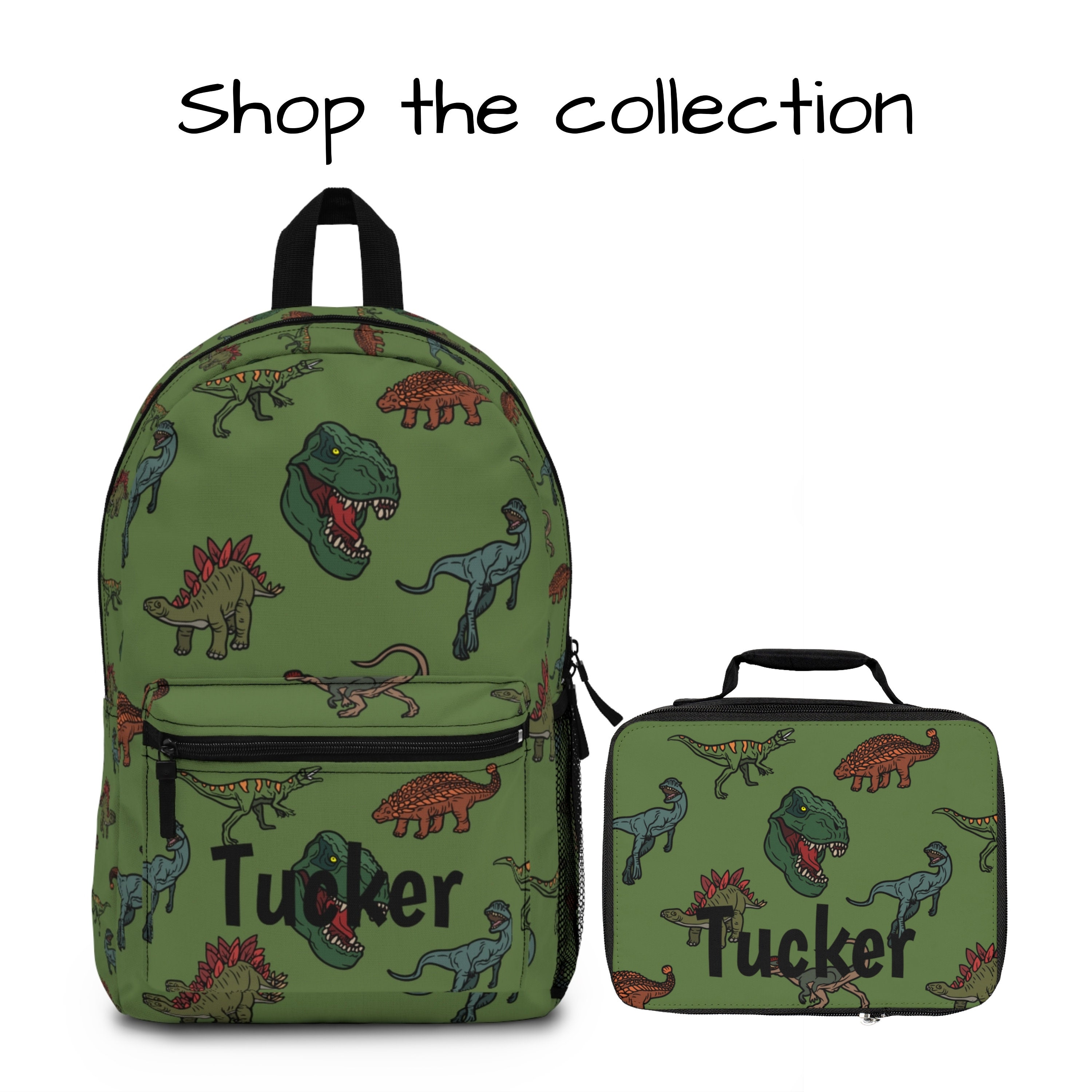 Dinosaur Backpack Green Personalized Lunch Box. 10" X 7.5" X 3". - Etsy