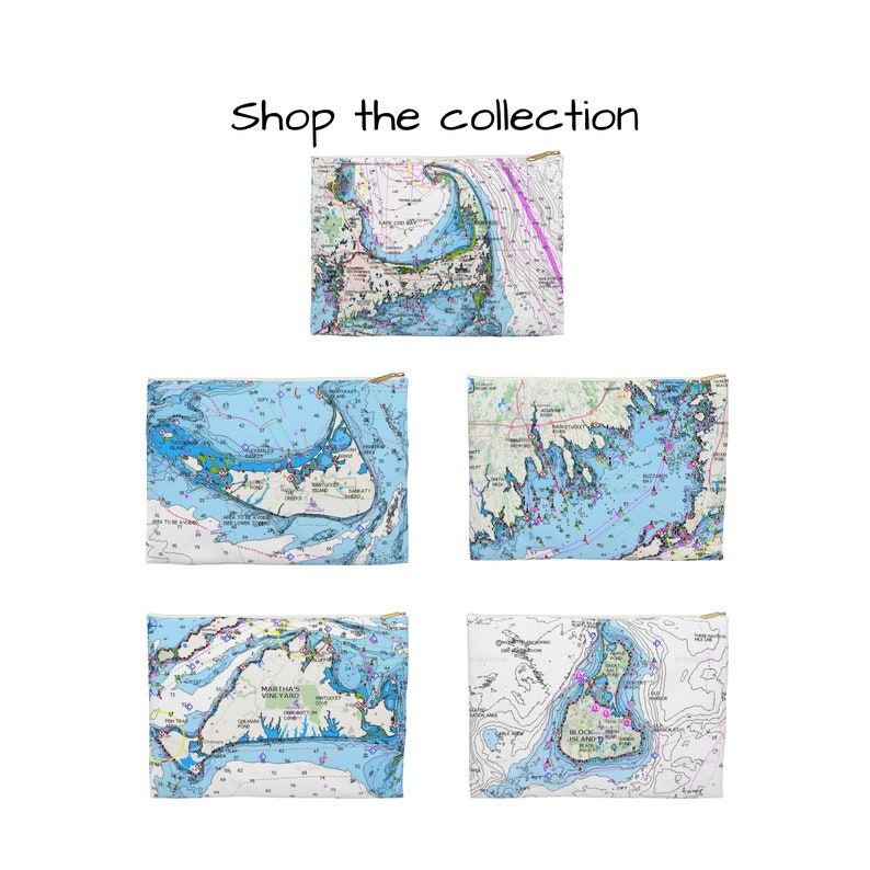 Martha's Vineyard Pouch. Nautical Map Accessory Bag. Available in 2 ...
