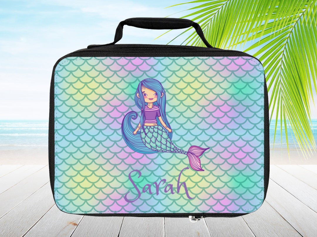 Mermaid Lunch Bag With Blue and Green Mermaid Scales. 10" X 7.5" X 5 ...