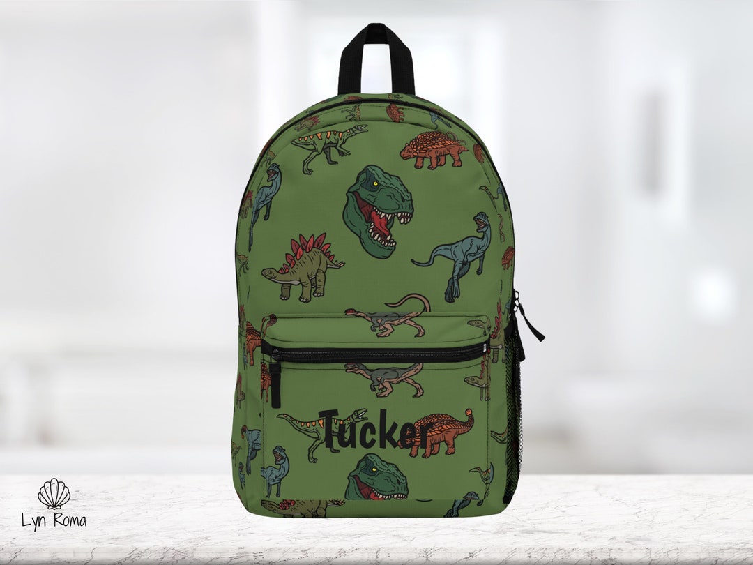 Dinosaur Backpack. Green Personalized Backpack 18" X 13" X 5" (made in ...