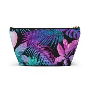 Tropical Palm Leaf Print, Personalized Accessory Bag. Custom Gift ...