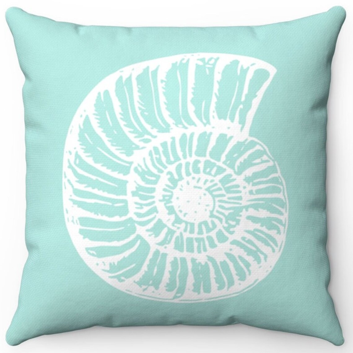Aqua Blue Seashell Pillow Coastal Home Decor Square Pillow | Etsy