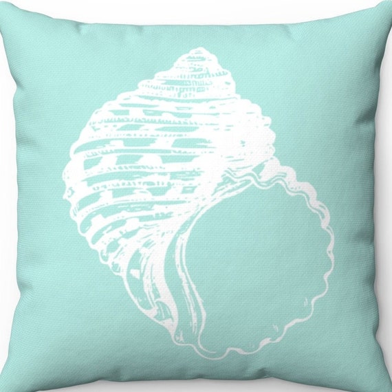 Aqua Blue Seashell Pillow Coastal Home Pillow Square Pillow - Etsy