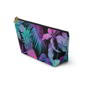 Tropical Palm Leaf Print, Personalized Accessory Bag. Custom Gift ...